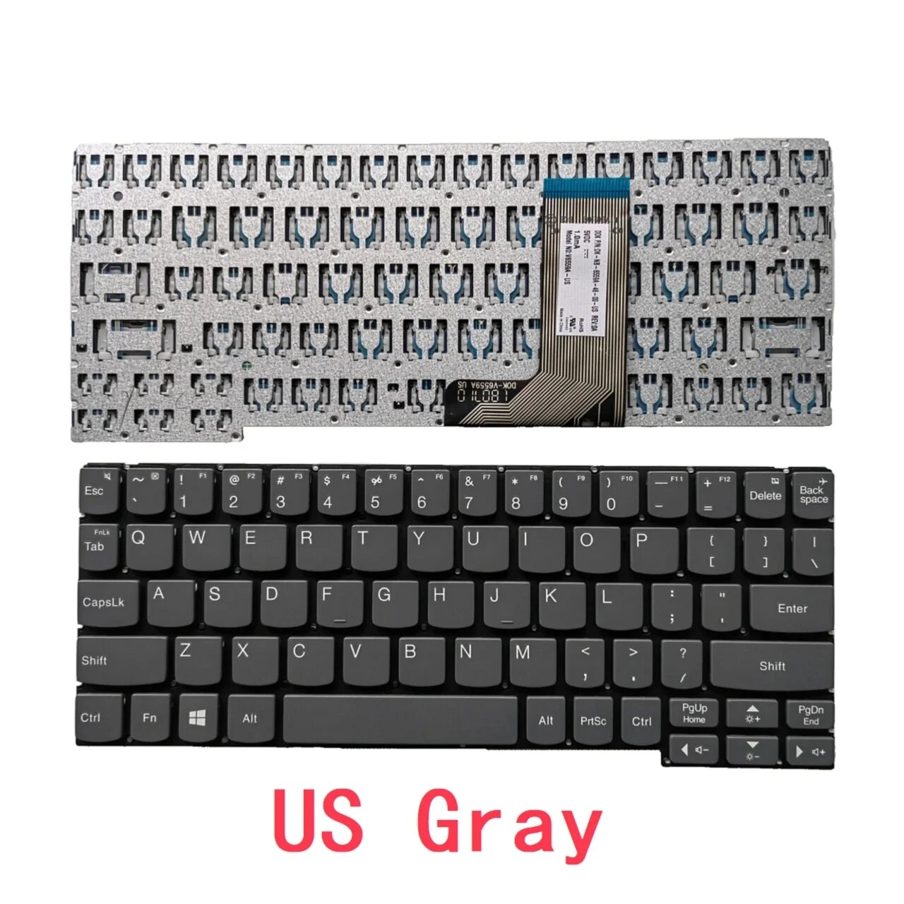 Клавиатура для Lenovo Ideapad D330-10, US Gray, Серый