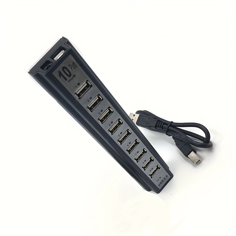10-портовый USB-хаб 2.0, разветвитель для зарядки и передачи данных, для MacBook, ПК, ноутбуков, мыши, клавиатуры