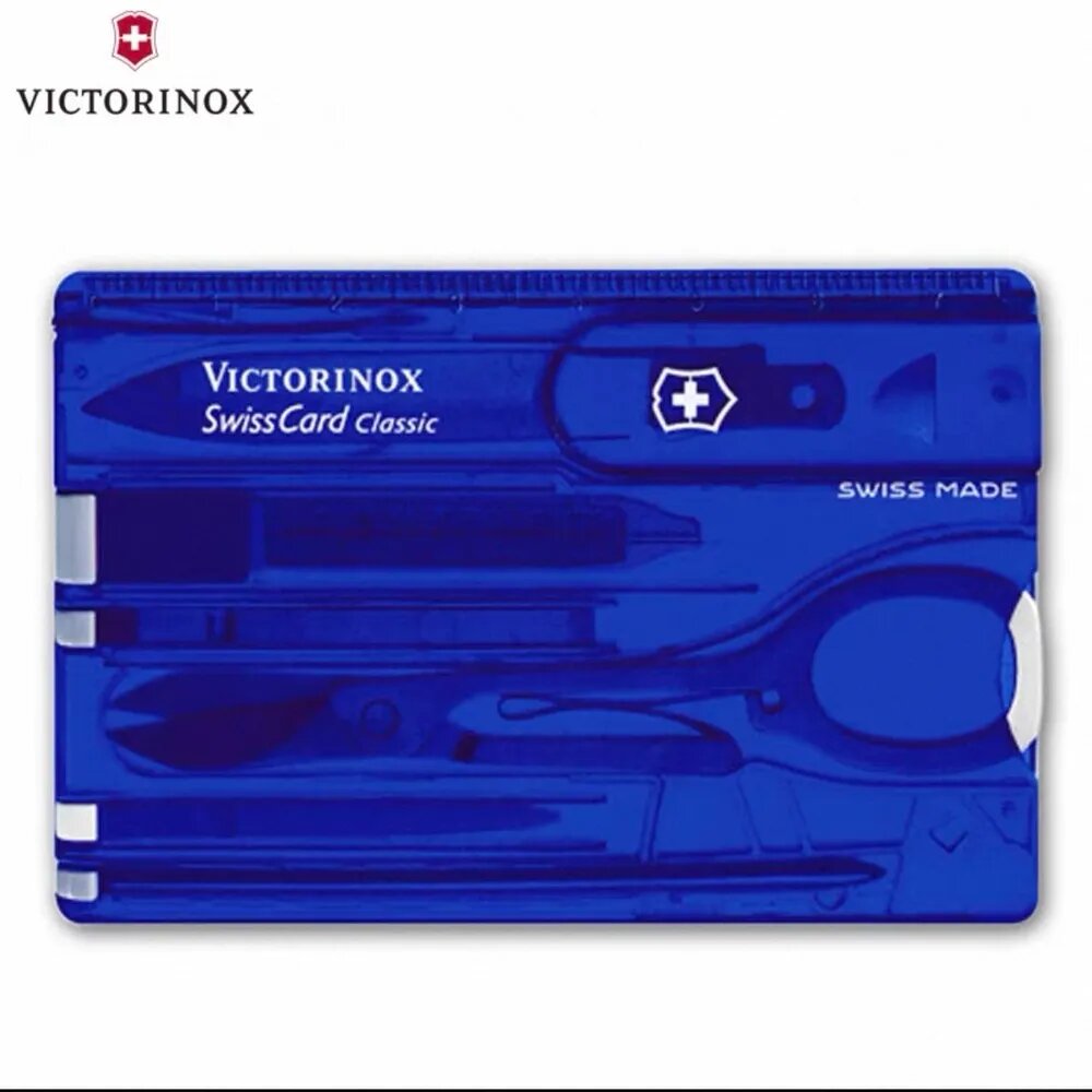 Швейцарская карта VICTORINOX SwissCard прозрачно-голубого цвета 0.7122. T2, 10 функций