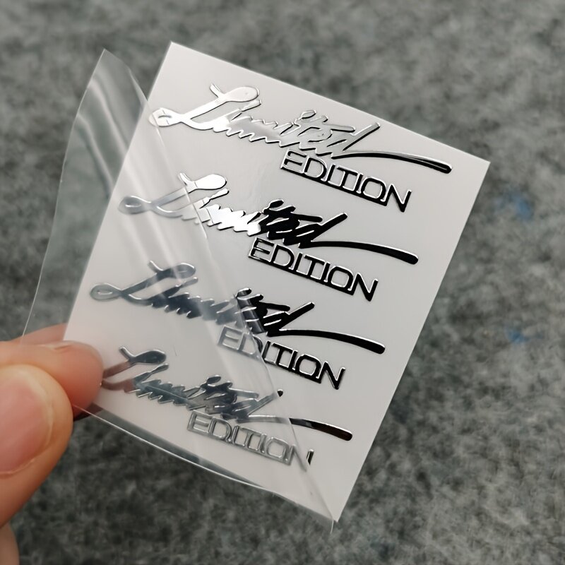 Наклейки металлические глянцевые 3D Limited Edition, 4 шт, серебристые, для телефона, ноутбука, велосипеда, электросамоката, мотоцикла и автомобиля