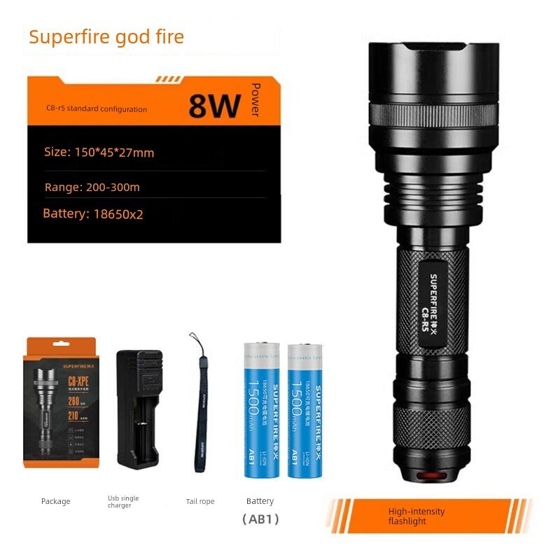 Фонарь Shenhuo C8-XPE, мощный, перезаряжаемый, для дома и улицы, дальнего действия, водонепроницаемый, портативный, на