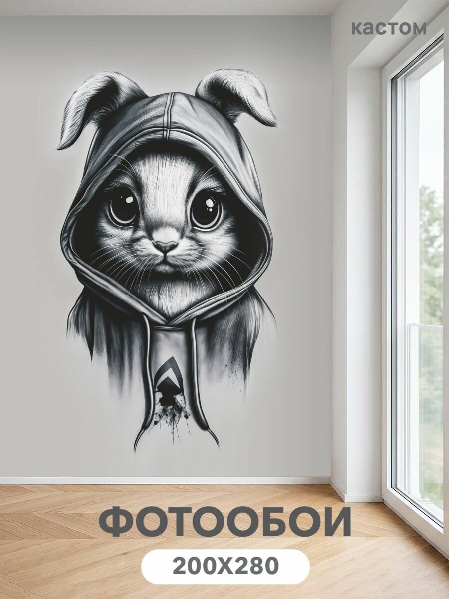 Фотообои на стену флизелиновые 3d Заяц 200х270 см