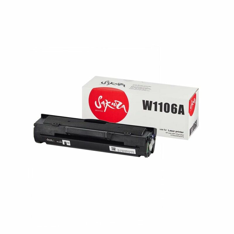 Картридж W1106A 106A для HP Laser 135W MFP, 107R, 107A, 135R, 135A, 107 1000 стр. Sakura