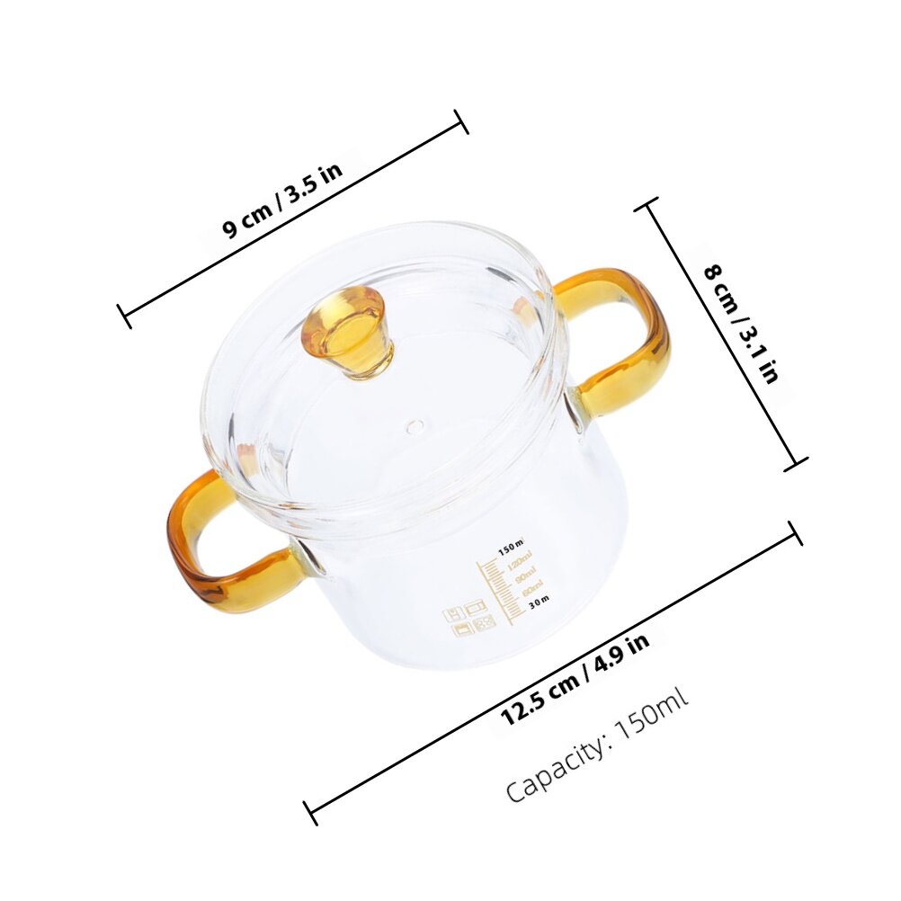 Стеклянный Котелок Для Приготовления Еды С крышкой 2 Штуки 12.50X9.00X8.00CM