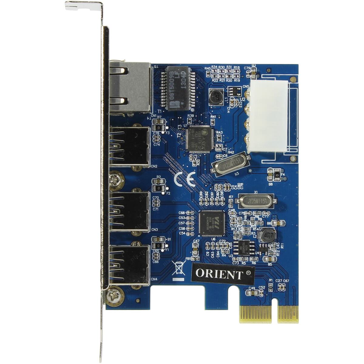 Orient VA-3U3A88PE (OEM) PCI-Ex1, USB3.0, 3 port-ext + LAN UTP 1000Mbps — фото 1