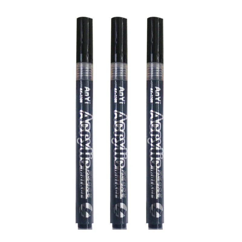Набор из 3 маркеров для рисования Black/white/gold/silver Черный, 3Pcs black pen