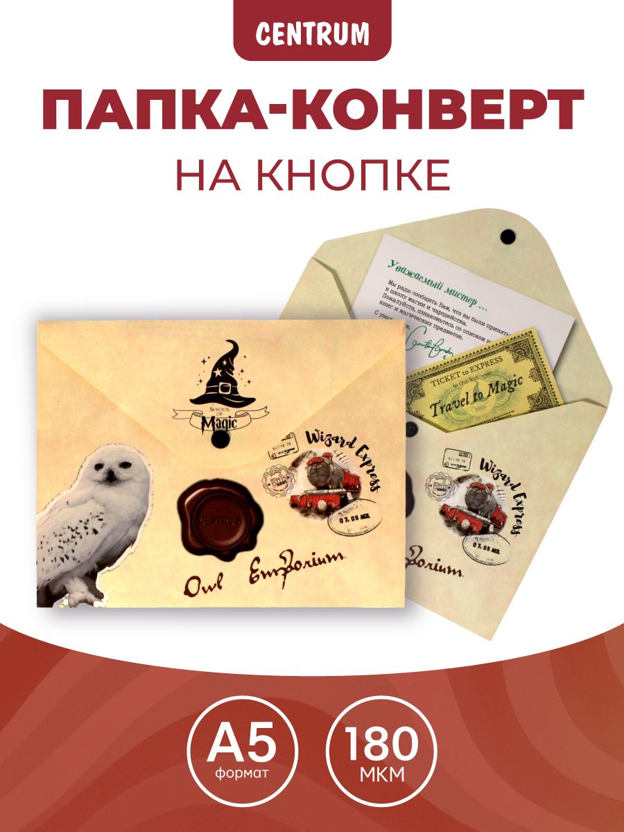Папка-конверт на кнопке А5 Школа магии