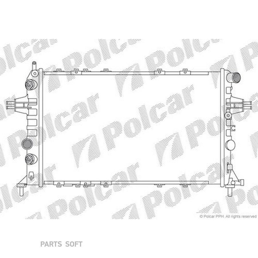 Радиатор охлаждения двигателя Opel Astra G, Zafira A - 2,0/2,2/2,0Di АКПП * от официального дистрибьютора, POLCAR, артикул 550808A3