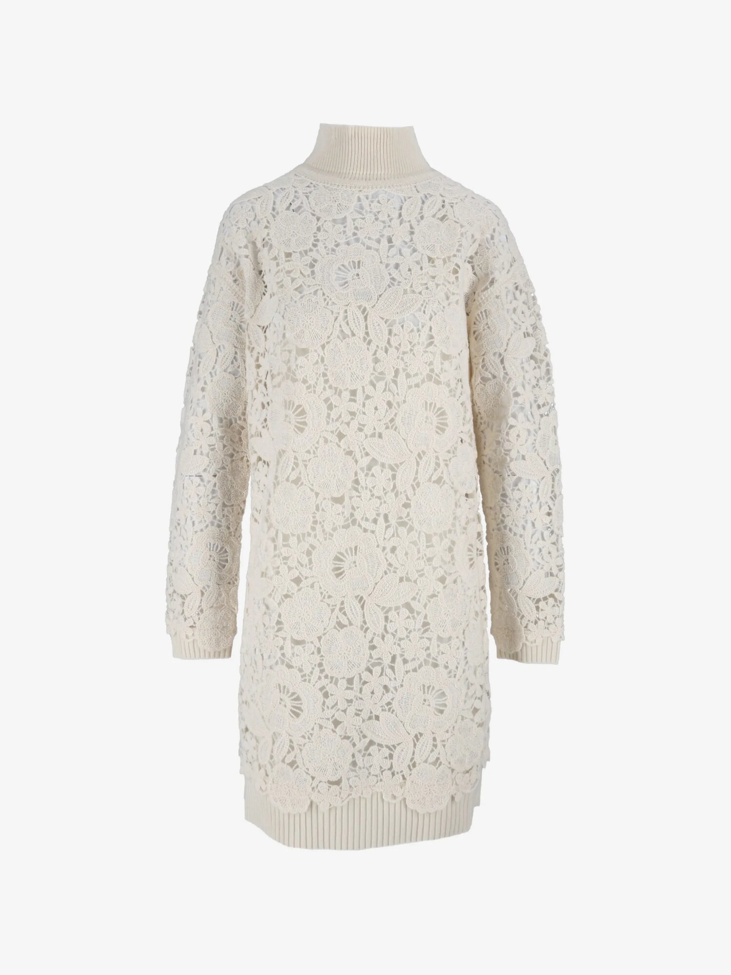 Платье Ermanno Scervino Lace-panelled high-neck mini dress