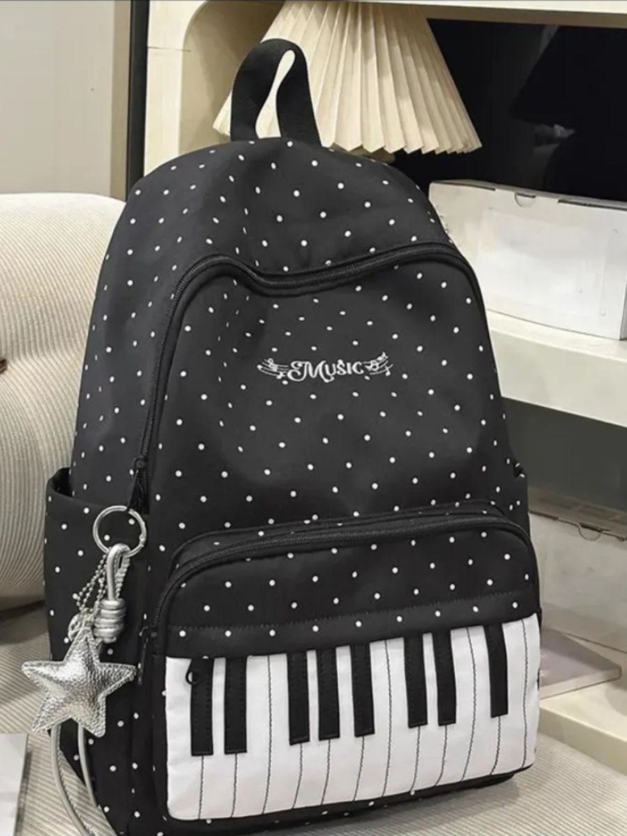 Рюкзак  Black Polka‑Dot Piano Unisex Backpack