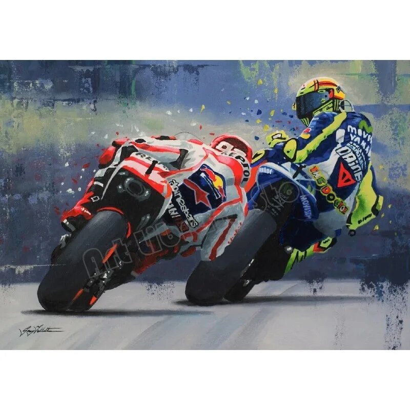 Портрет Валентино Росси, печать на холсте 8, 70X100cm Unframed