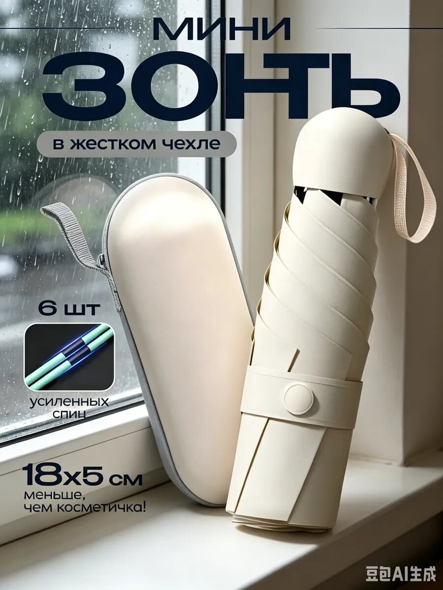Компактный автоматический зонт с кошкой