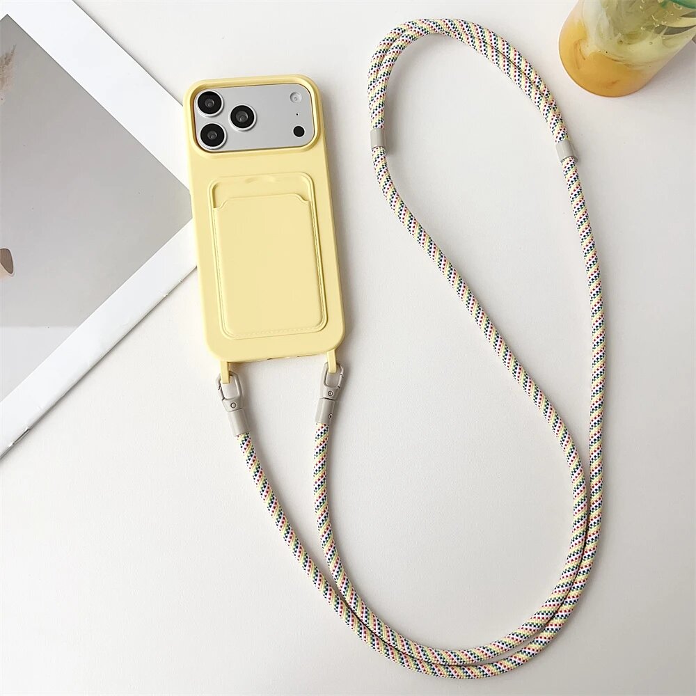 Желтый чехол для iPhone 17 Pro Max с ремешком