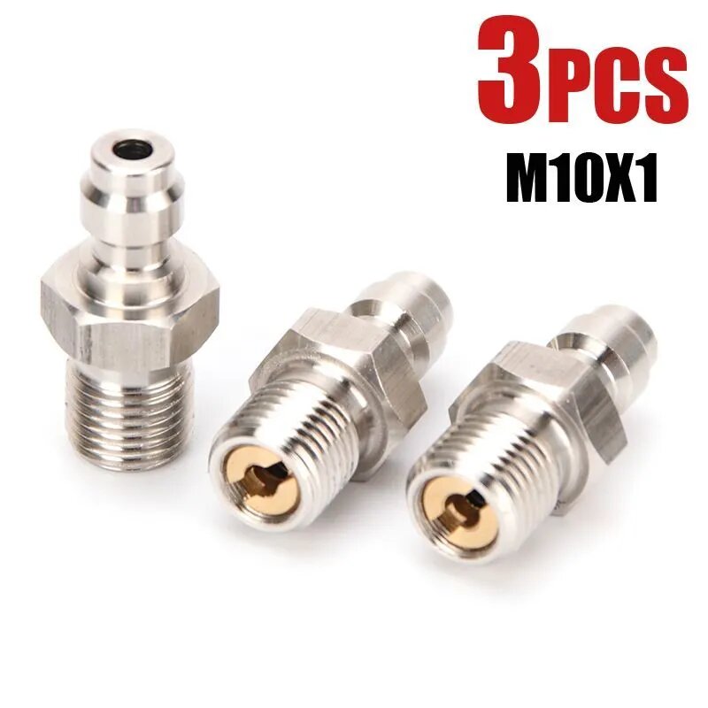 Набор 3 шт. быстросъемных фитингов из нержавеющей стали 1/8NPT-BSPP, M10x1, спиральная резьба 8 мм