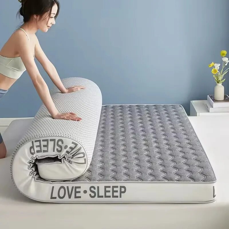 Латексный матрас татами, складной напольный коврик для спальни, мягкий удобный матрас для кровати, коврики для студенческого общежития, King Queen Twin, полный размер thickness 6cm, 80х190см, Темно-серый