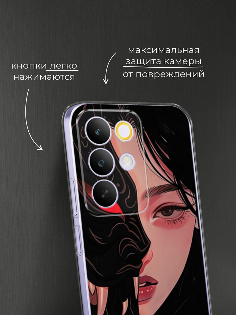 Силиконовый чехол на Realme C85 / Реалми C85 с принтом Девушка с маской — фото 1
