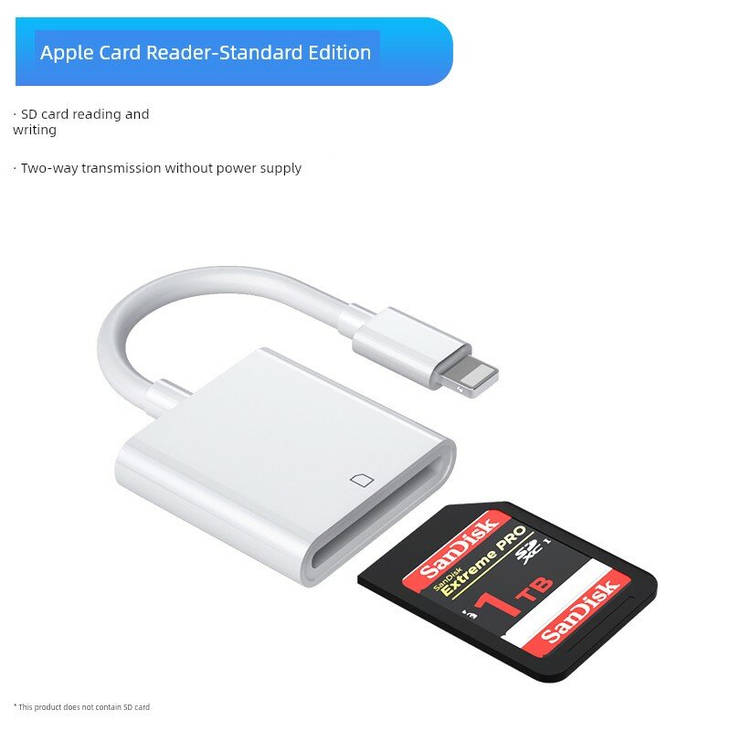 USB 2.0 адаптер Lightning для чтения SD-карт для устройств Apple, поддерживает быструю передачу данных, OTG-кабель