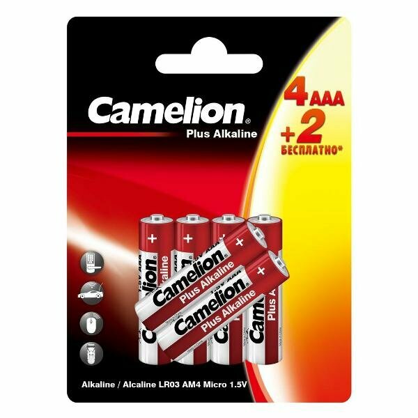Батарейка алкалиновая (щелочная) Camelion 4+2LR03-BP