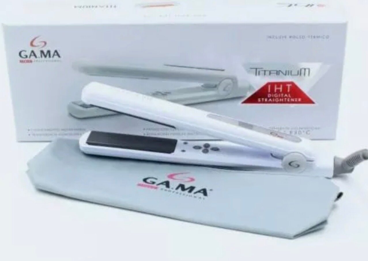 Утюг для выпрямления волос "Ga.Ma", керамический, титановое покрытие, LCD дисплей, 24x90 мм — фото 1