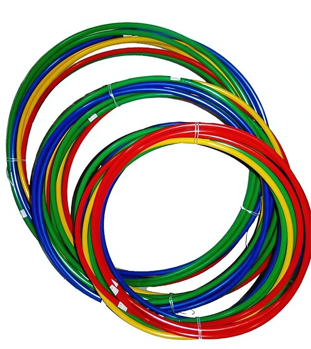 Обруч пластмассовый 60см, комфорт для тренировок, разноцветный принт, легкий и удобный