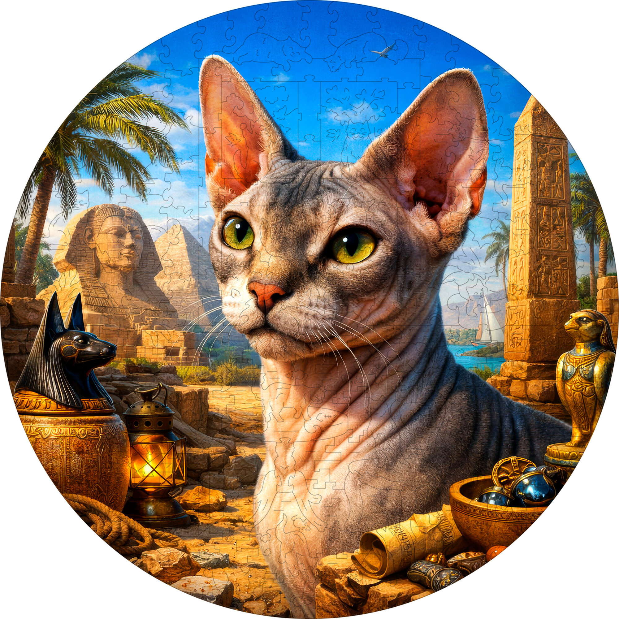 Деревянный пазл Сфинкс коллекции "Мир кошек" / 30х30см, 200 деталей / Подарок для взрослых и детей