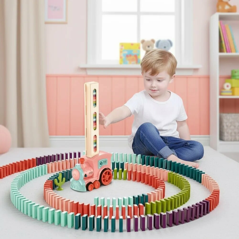 60 шт. игрушечные поезда домино, детские игры, автоматическая укладка, креативная игра для детей