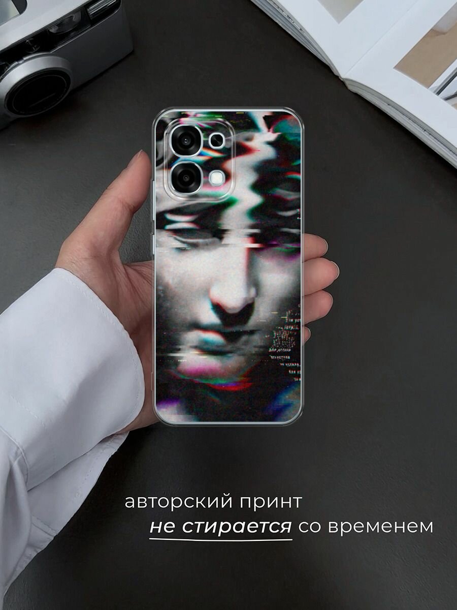 Силиконовый чехол на Oppo A6 Pro / Оппо A6 Про с принтом Glitch Art — фото 1