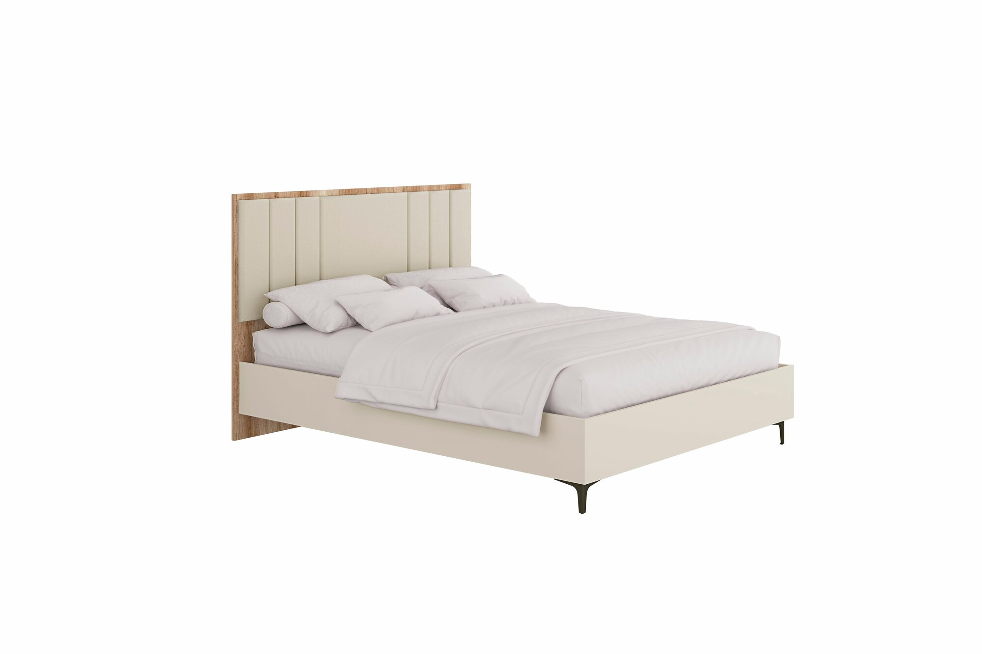 Кровать 140х200 с подъемным механизмом двуспальная Джулия 7.14 Ивару для дома и спальни, ортопедическое основание, ящик для белья, Дуб Каньон / Сатин