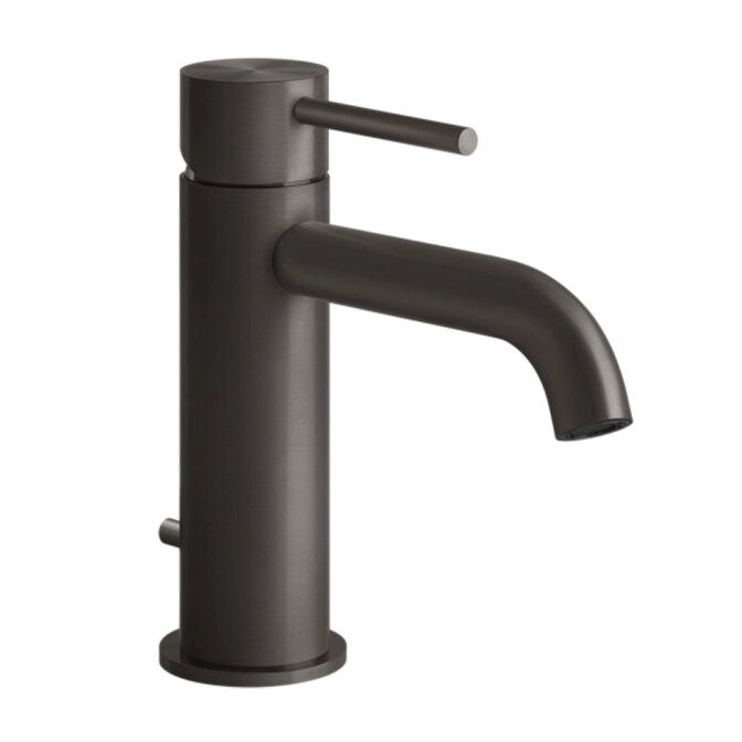 Смеситель Gessi Gessi316 - Flessa 54001#707 для раковины на 1 отв. с донным клапаном, излив 12.3 см, цвет brushed black metal pvd
