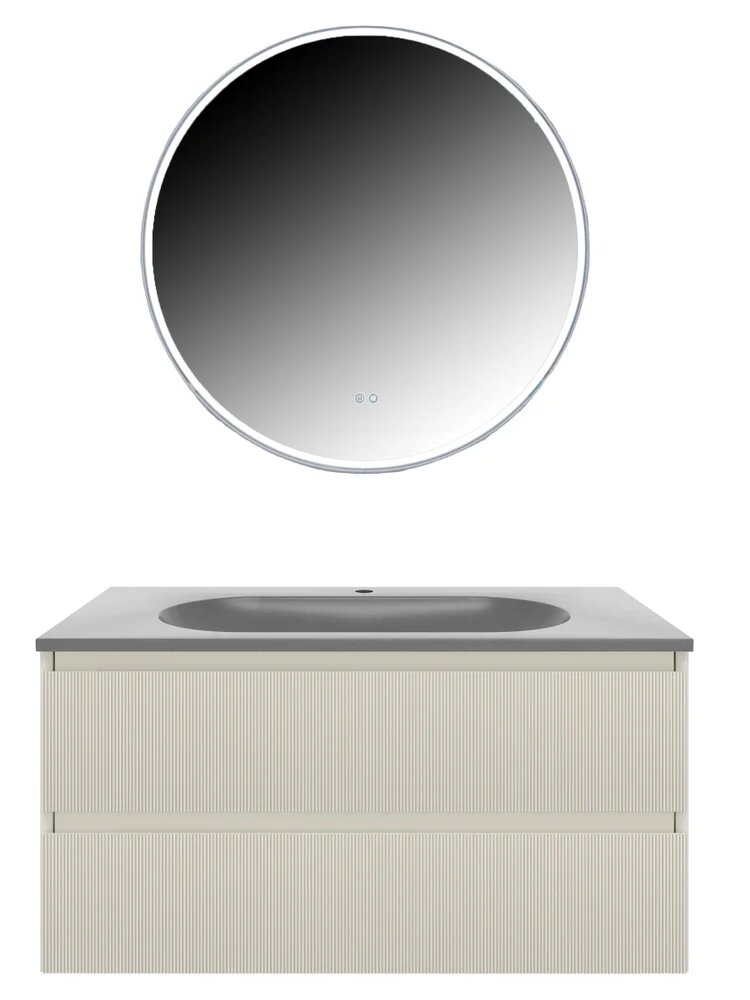 Мебель для ванной комнаты Vincea Welle 100 m.beige soft-touch, раковина VCB-4H100G серый шелк