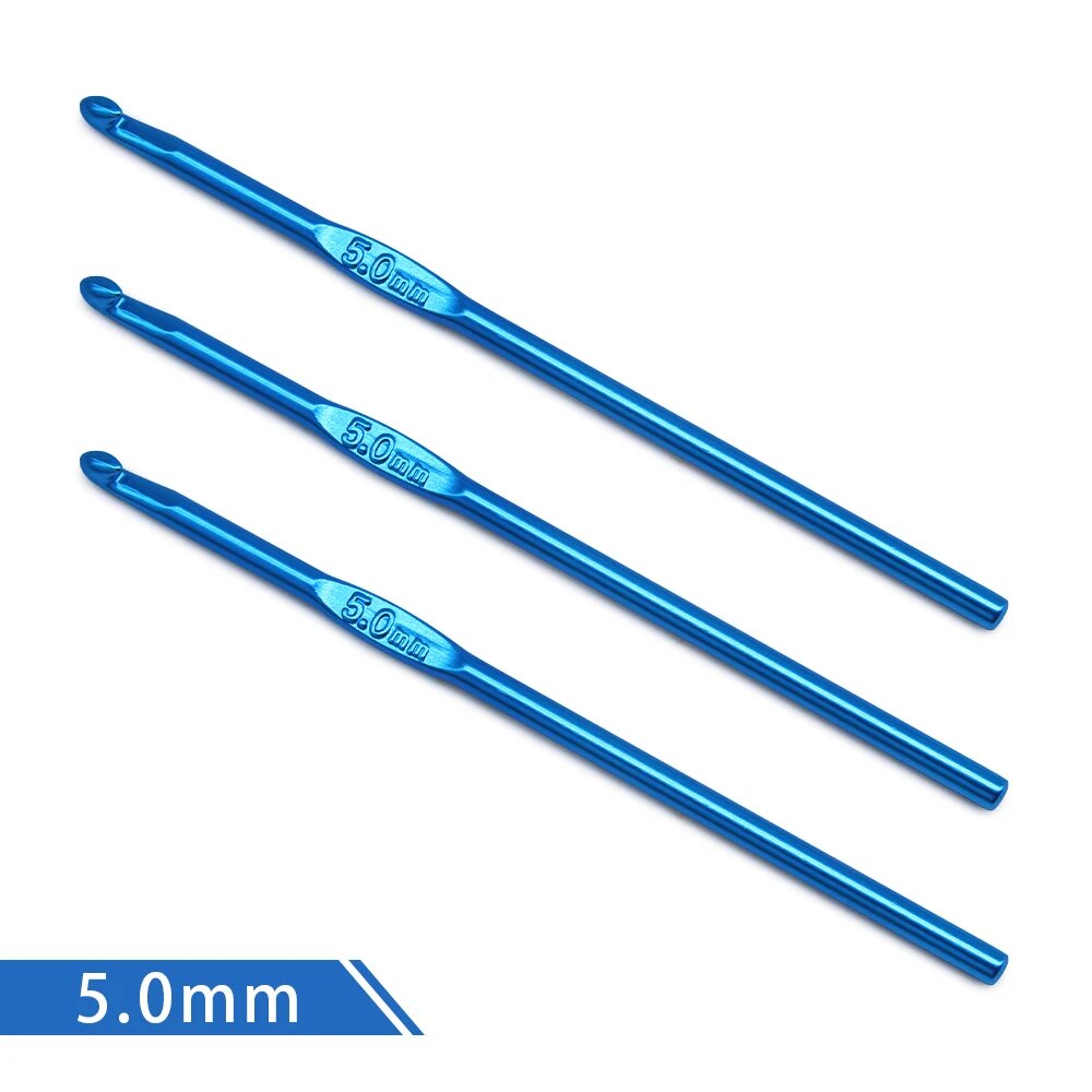 Металлические вязальные спицы и крючки 3/4/5/6/6.5/7/8/9/10 мм Синий, 5mm 3pcs