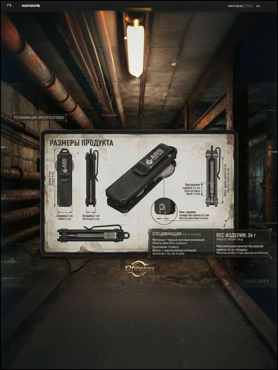 Металлический ключ-органайзер с двумя отсеками "Escape from Tarkov&для хранения ключей, карт и инструментов (черный, зеленый, карбон