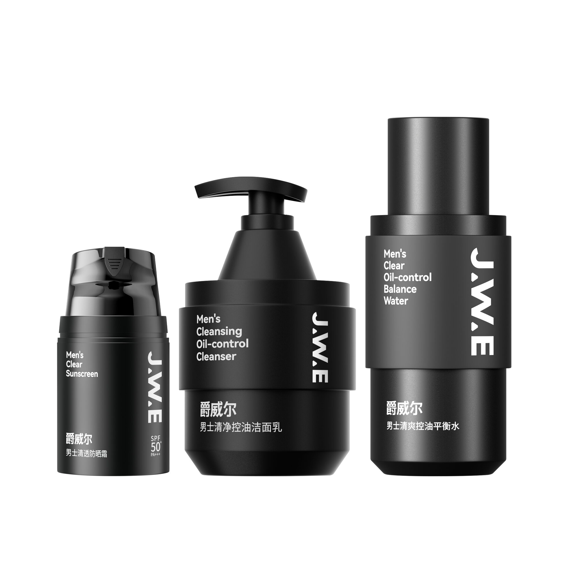 Солнцезащитный крем мужской JUEWEIER SPF50+ PA+++, [Whitening Oil Control Acne-Fighting Set]Whitening Sunscreen Cream+Acne-Fighting Cleansing Milk+Oil Control Balancing Lotion