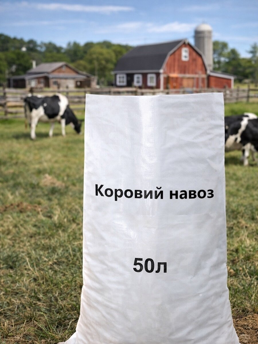 Коровий навоз сухой, 6-9 месяцев, 50 литров (натуральное удобрение)