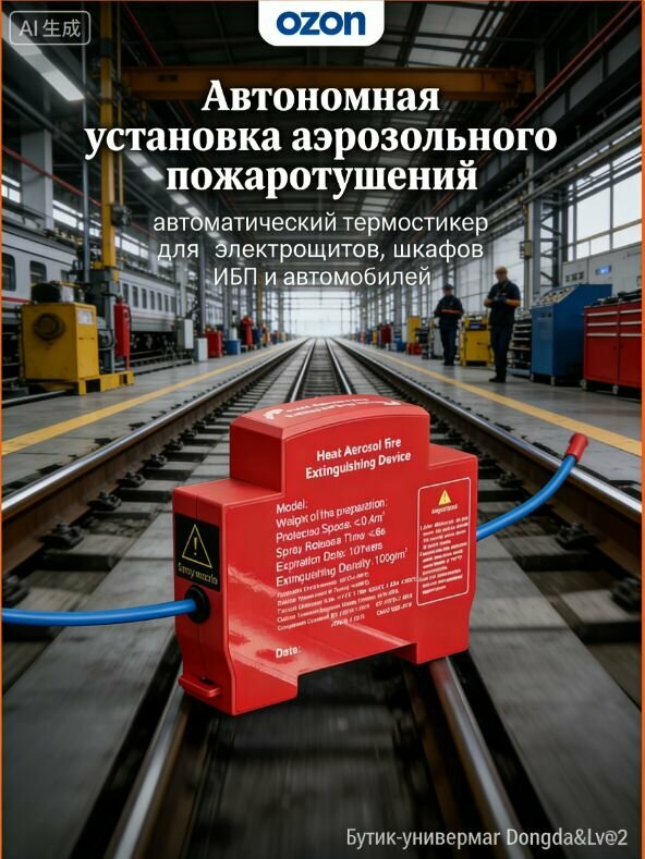 Автономная установка аэрозольного пожаротушения, автоматический термостикер для электрощитов, шкафов ИБП и автомобилей, крепление на DIN-рейку, термоактивирующийся