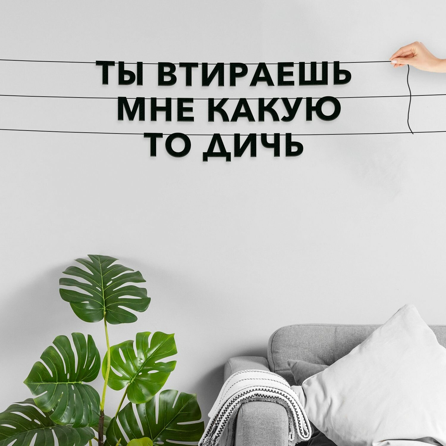 Надпись на стену, Мемы - Ты втираешь мне какую то дичь , черная текстовая растяжка.