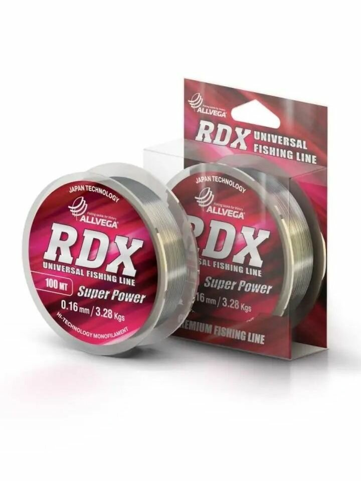 Леска для рыбалки RDX монофильная универсальная 0.16мм 100м 3.28кг прозрачная