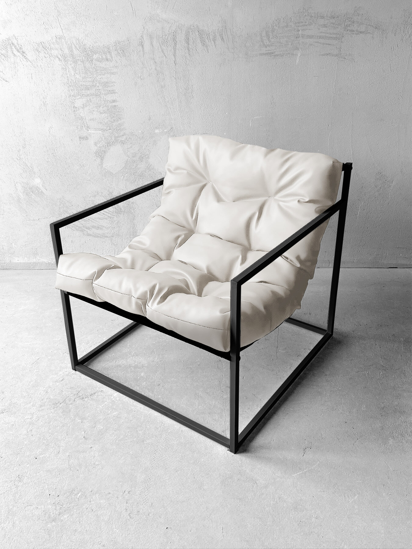 Кресло для отдыха Лофтовик Комфи + Белый экокожа