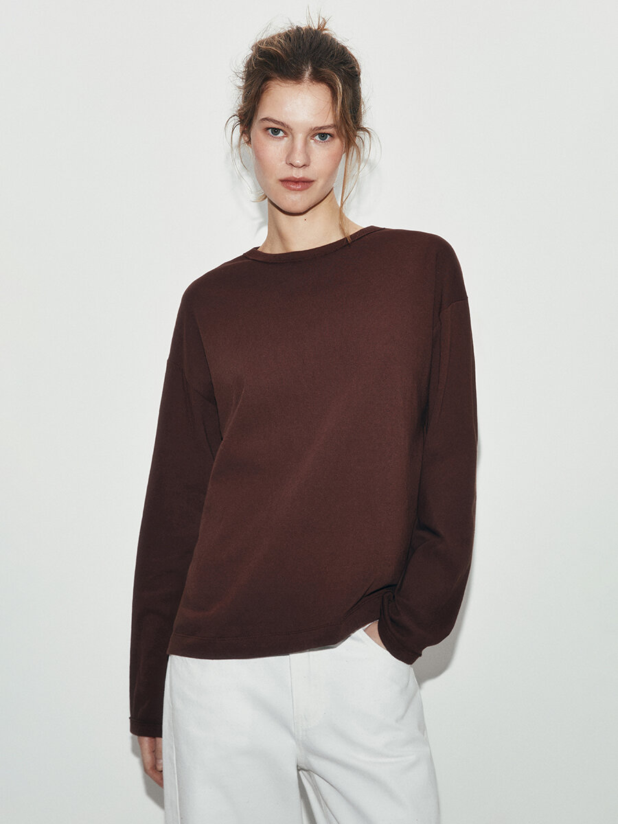 Лонгслив свободный базовый