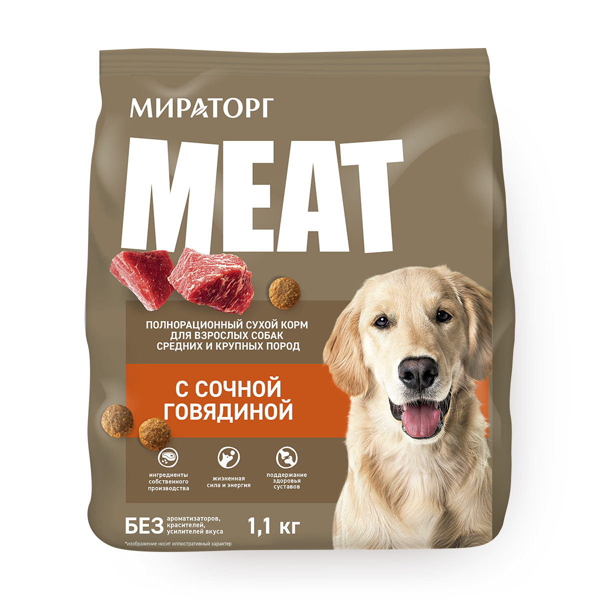 Сухой корм для собак средних и крупных пород Meat «Мираторг» с сочной говядиной
