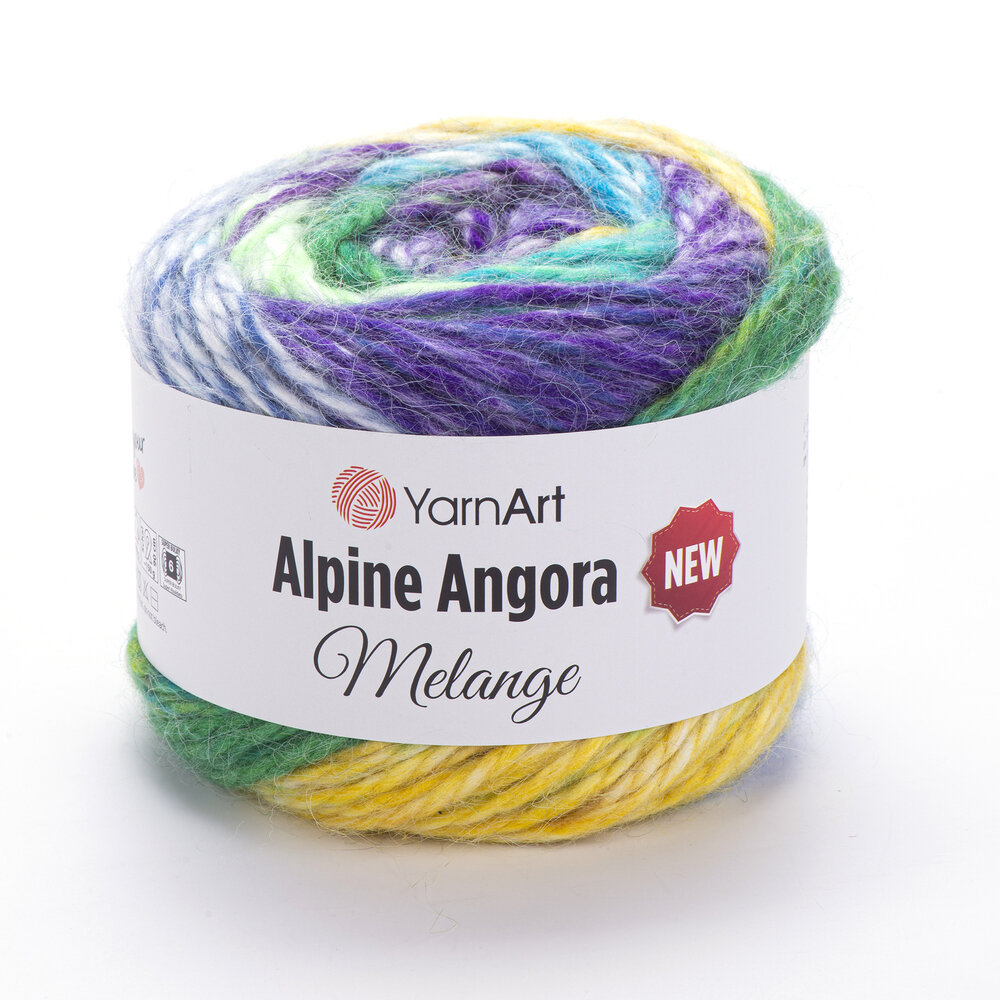 Пряжа для вязания YarnArt Alpine Angora Melange New 6406 зеленый фиолет 150 гр/150 м 20% шерсть, 80% акрил