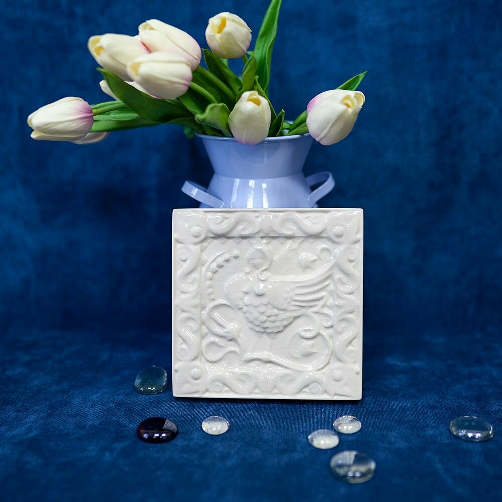 Изразец Сирин одноцветный белый