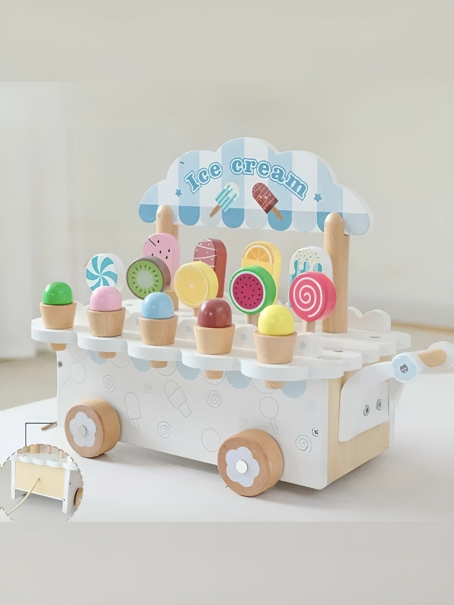 Монтессори деревянный набор игрушек Фургон с Мороженным