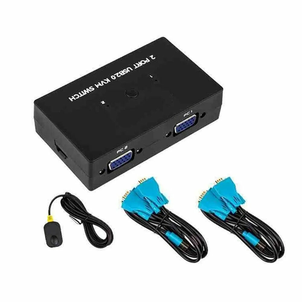 2-портовый VGA KVM-переключатель два в одном с настольным контроллером, общий набор из клавиатуры, мыши и монитора