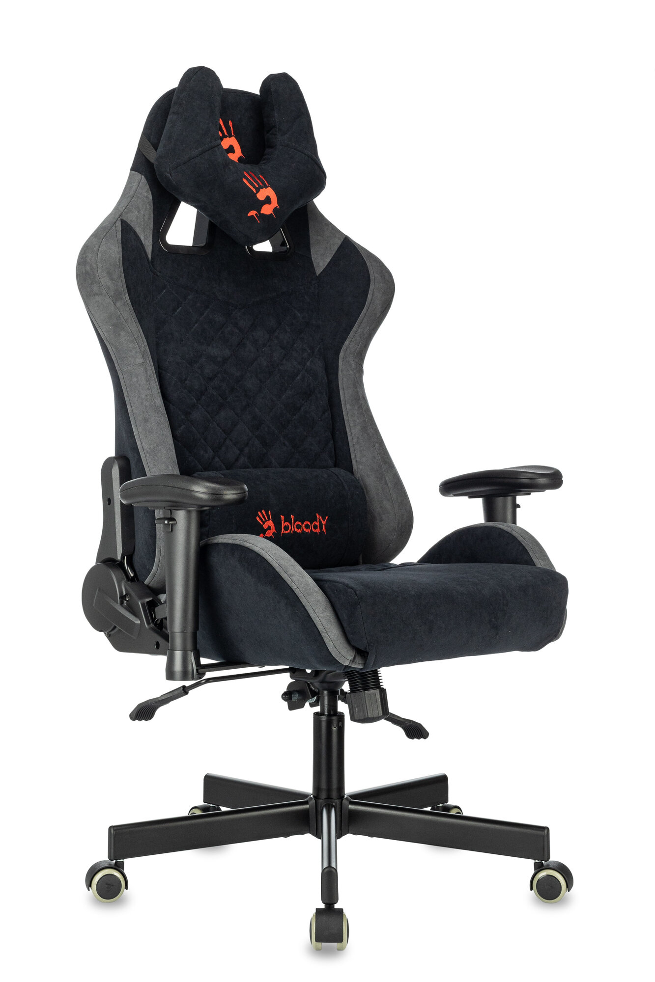 Кресло игровое A4Tech Bloody GC-580 черный/серый искусственная замша с подголов. крестов.