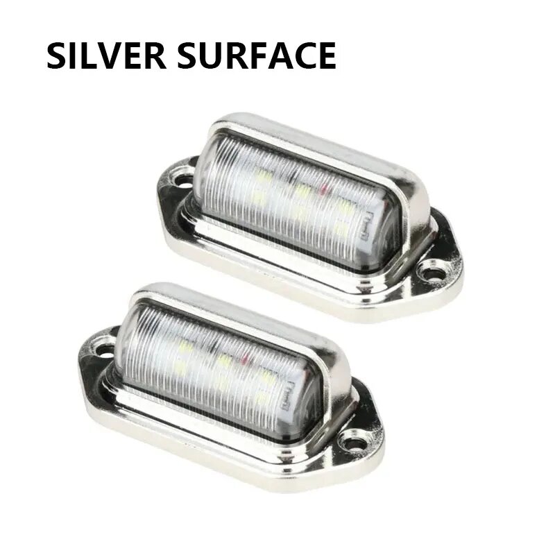 2x Светодиодные фонари номерного знака, Silver Surface, 12В/24В