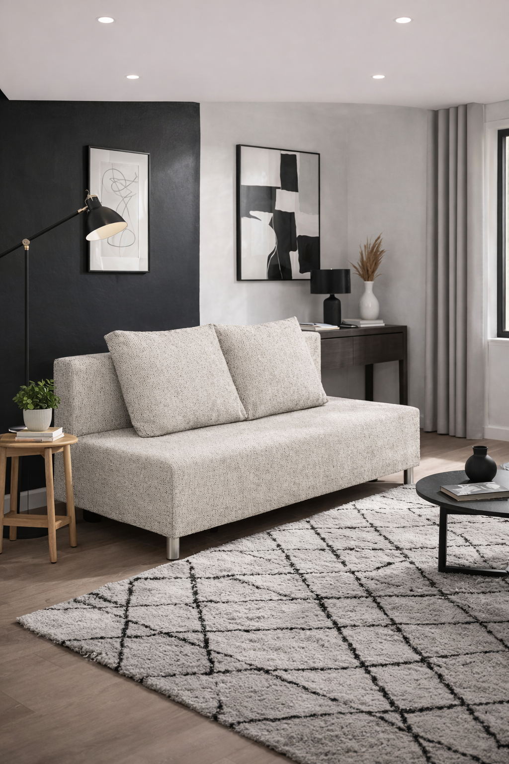 Диван кровать Парма Рига DIVANO, раскладной, без подлокотников, еврокнижка, рогожка, бежевый