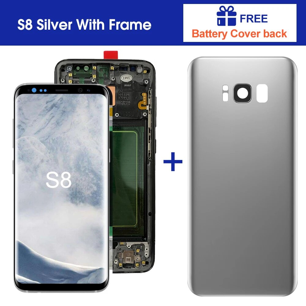 ЖК-дисплей S8 с рамкой для Samsung S8 plus G955fd G955F G955, ЖК-дисплей S8 G950 S8 Sliver Frame