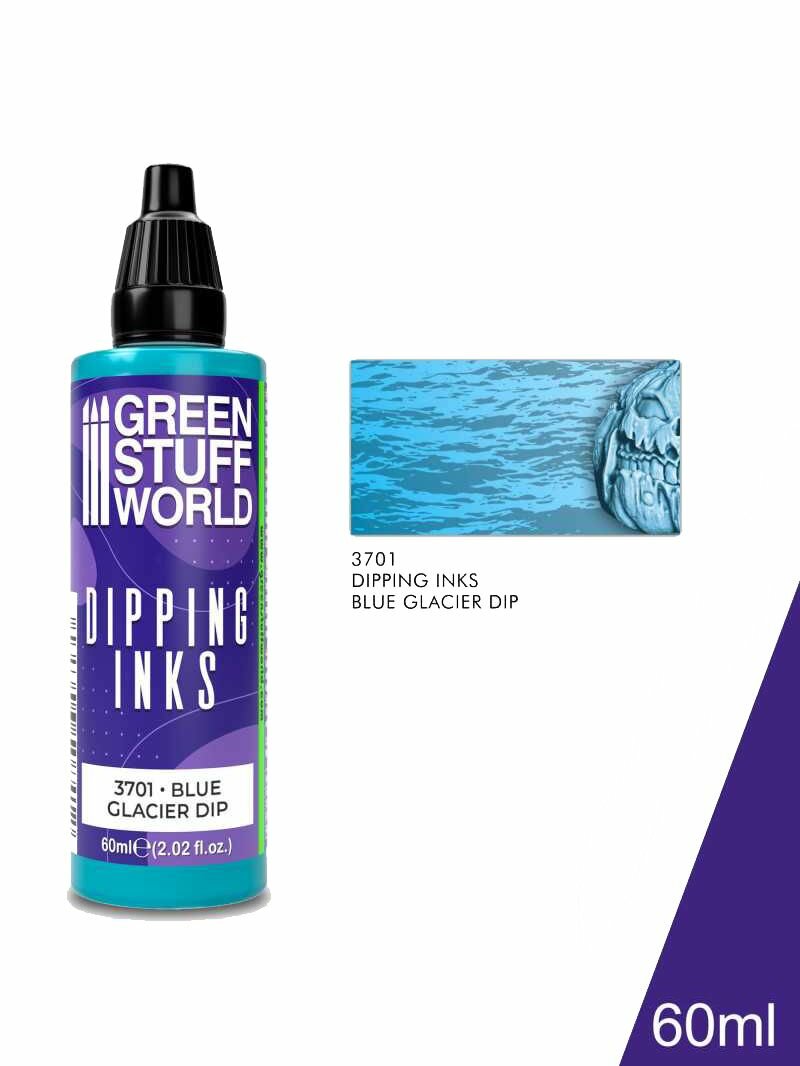 Краска акриловая 3701 цвет Blue Glacier Dip, 60 мл, Dipping Inks, Green Stuff World