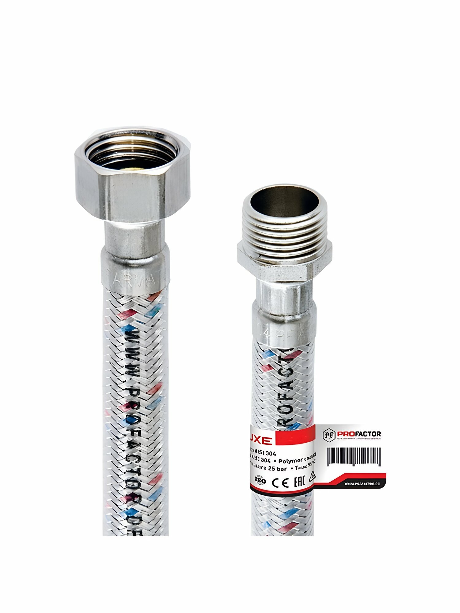 Подводка для воды ProFactor 1/2" г-ш, 2 метра, сталь и полимер, Китай